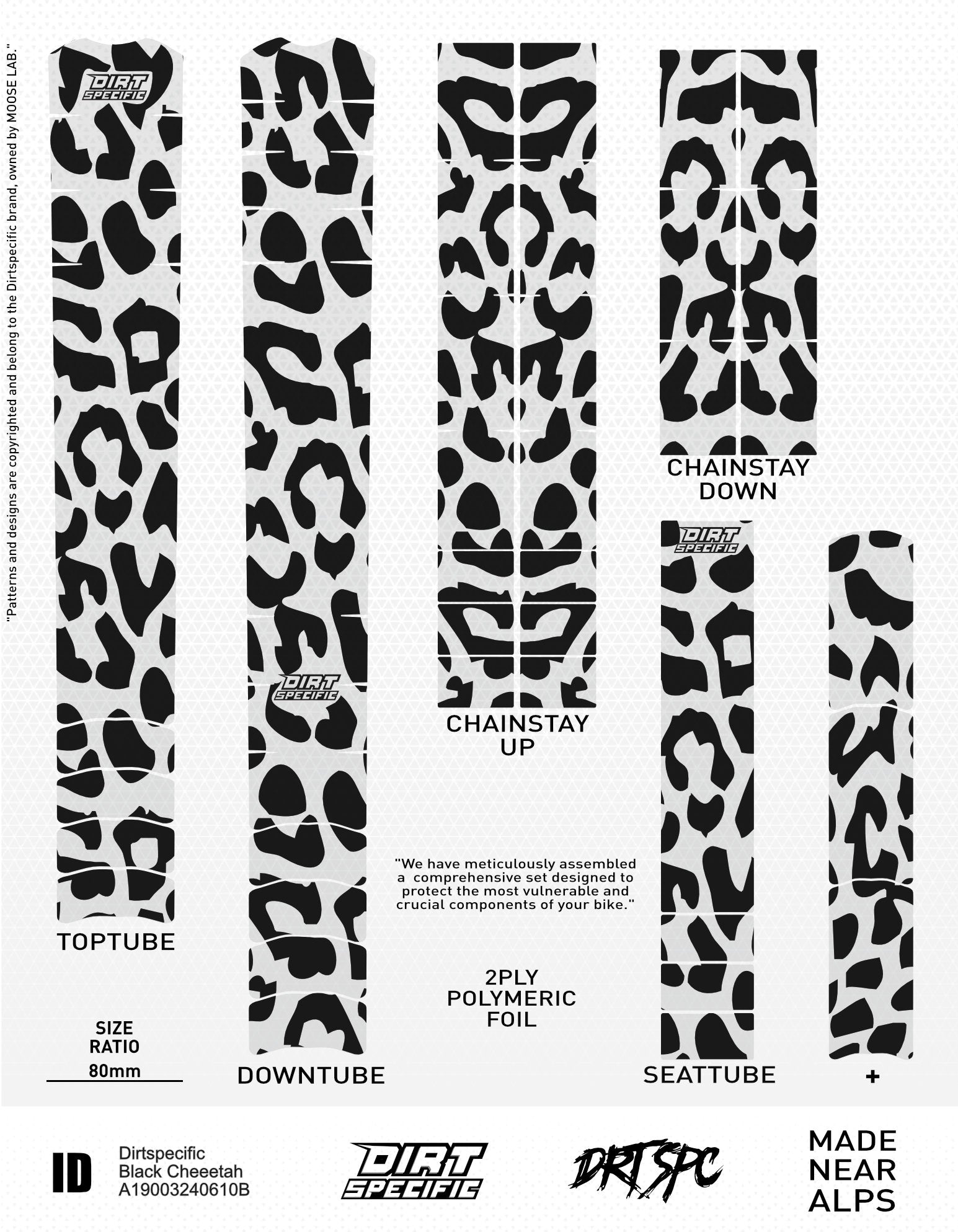 Black cheetah bike decal – DIRTSPECIFIC Bike frame protection
